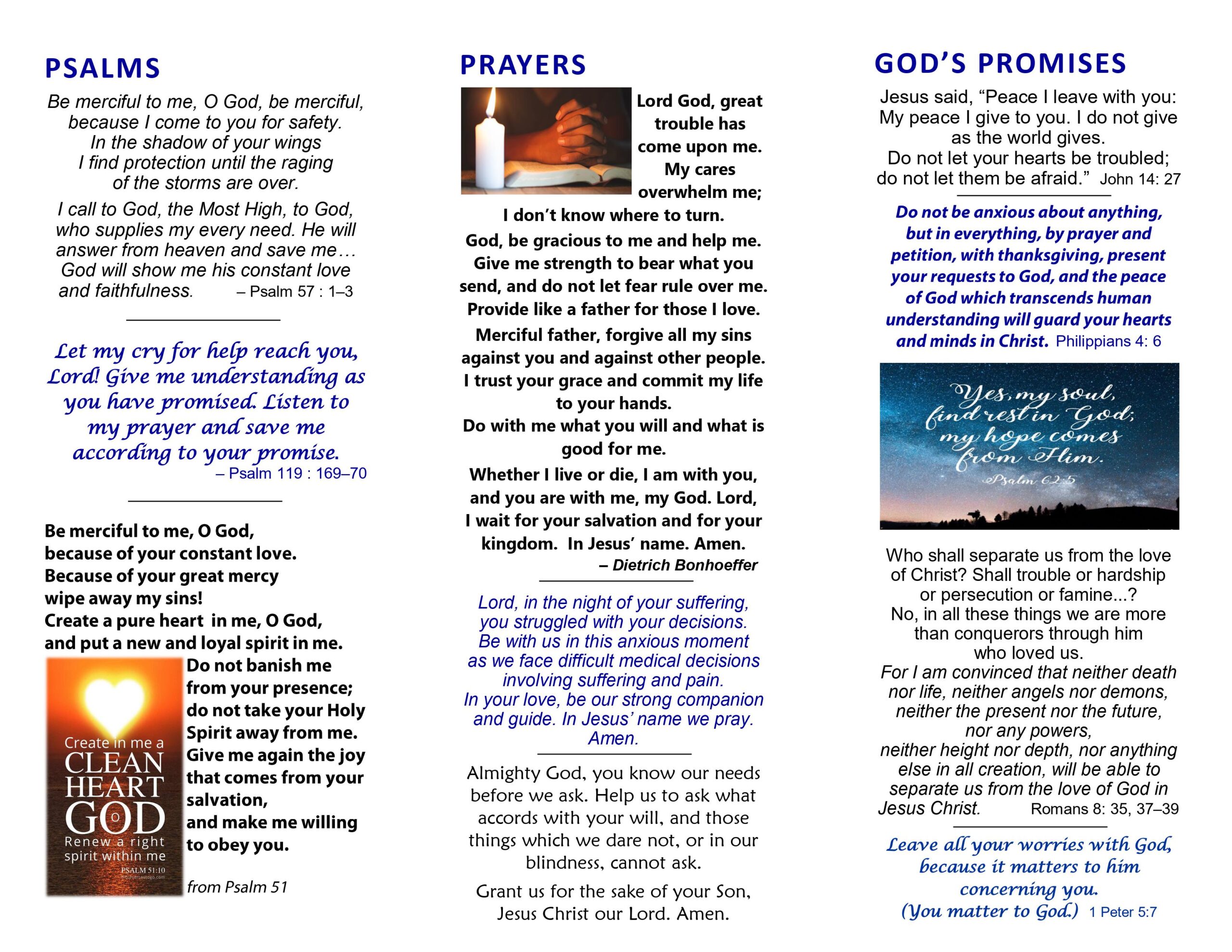 Prayers and Scriptures – LuMinHoS